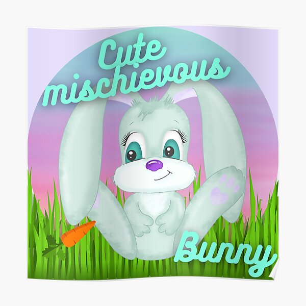 "Cute Mischievous Bunny" Poster for Sale by Annabelhut | Redbubble