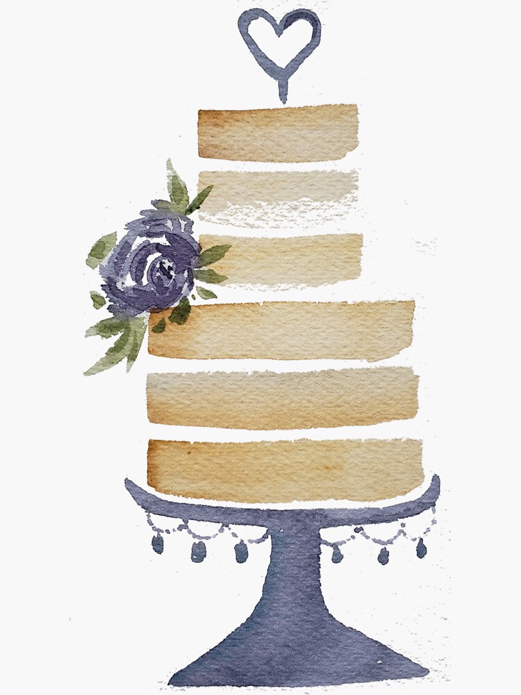 "Watercolor wedding cake" Sticker for Sale by SarahPryor12 | Redbubble
