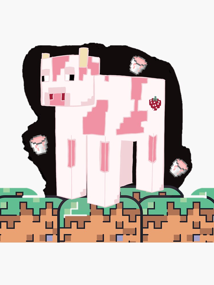 "minecraft pink cow" Sticker for Sale by AleePadZ | Redbubble