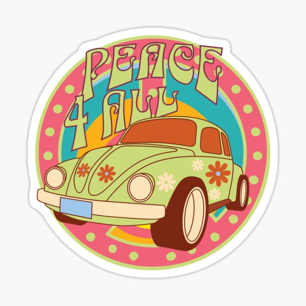 "Peace 4 All Retro Hippie Bug" Sticker for Sale by PeaceNinja | Redbubble