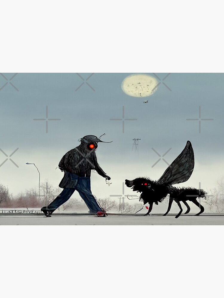 "Mothman and His Moth Dog" Sticker for Sale by CandidCryptids | Redbubble
