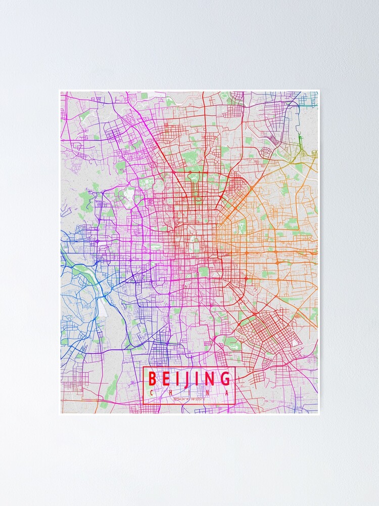 "Beijing City Map of China - Colorful" Poster for Sale by deMAP | Redbubble