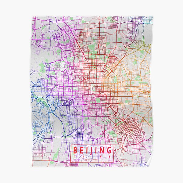 "Beijing City Map of China - Colorful" Poster for Sale by deMAP | Redbubble
