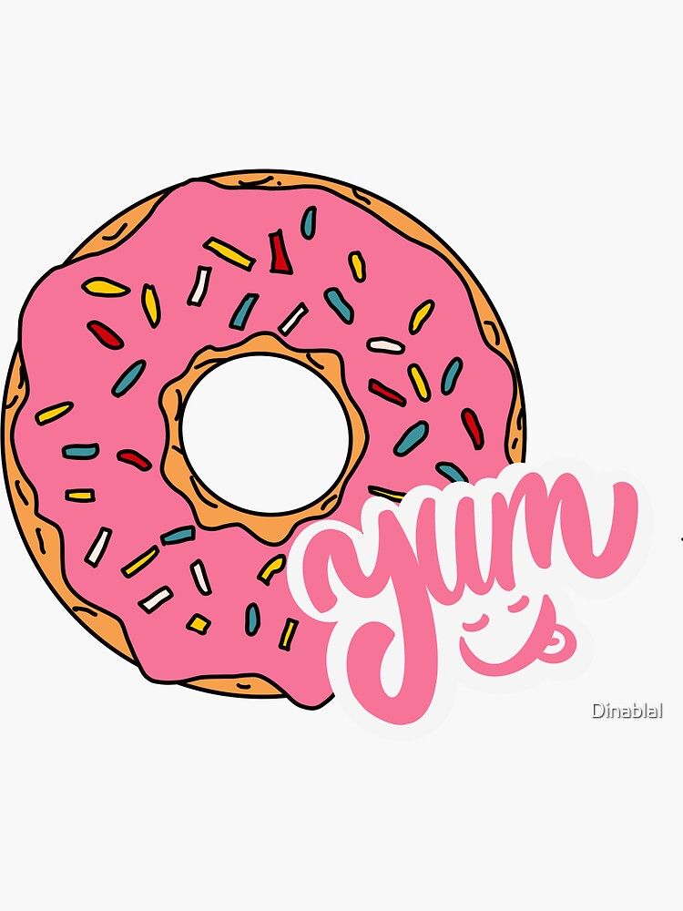 "Yum donut " Sticker for Sale by Dinablal | Redbubble