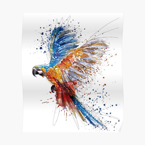 "Parrot in flight painting" Poster for Sale by Alexandermo | Redbubble