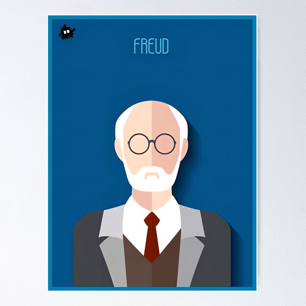 "blue freud sigmund cartoon" Poster for Sale by deztees | Redbubble