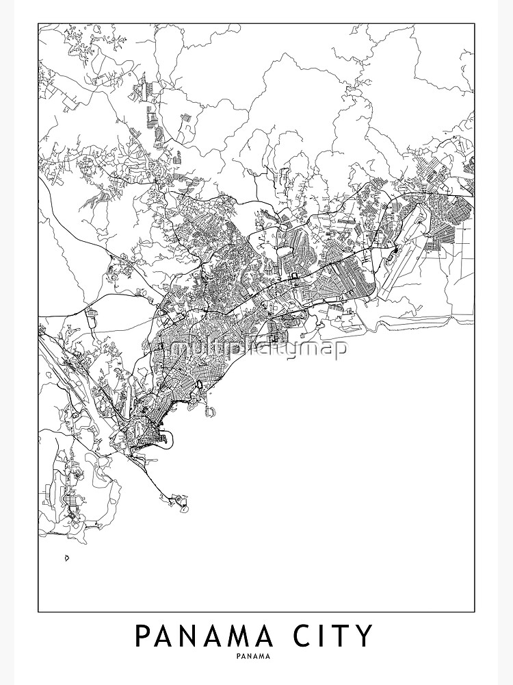 Póster «Mapa blanco de la ciudad de Panamá» de multiplicitymap | Redbubble