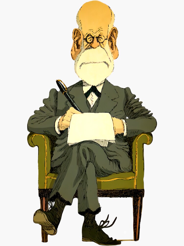 "sigmund freud cartoon sticker" Sticker for Sale by deztees | Redbubble