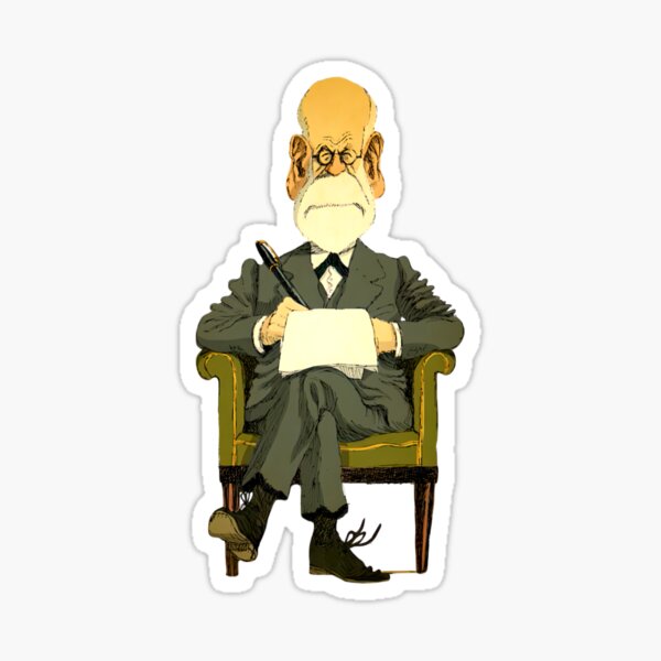 "sigmund freud cartoon sticker" Sticker for Sale by deztees | Redbubble
