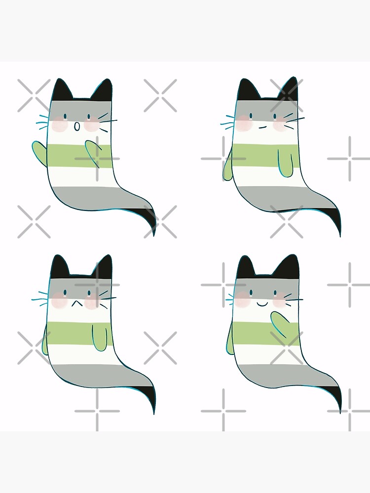 "agender pride blushing ghost cats • cute ghost pack" Poster for Sale ...