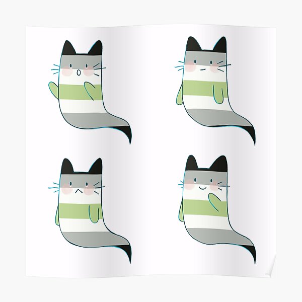 "agender pride blushing ghost cats • cute ghost pack" Poster for Sale ...