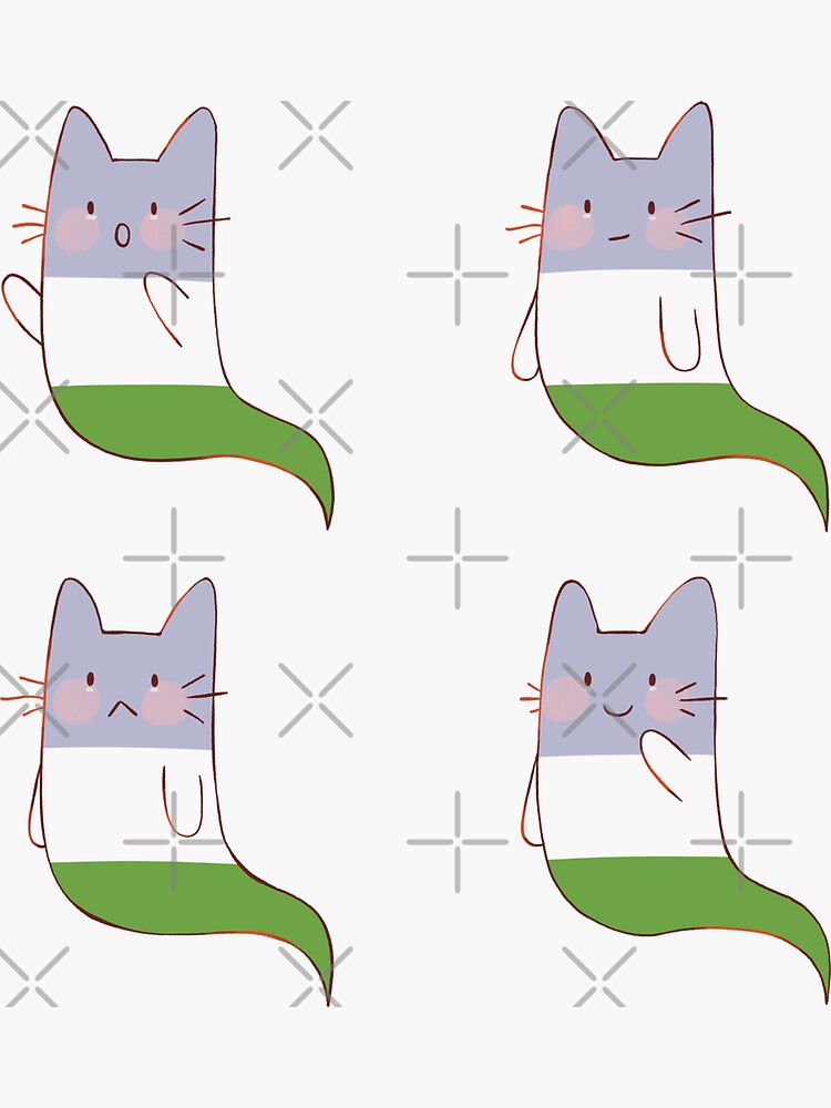 "genderqueer pride blushing ghost cats • cute ghost pack" Sticker for ...