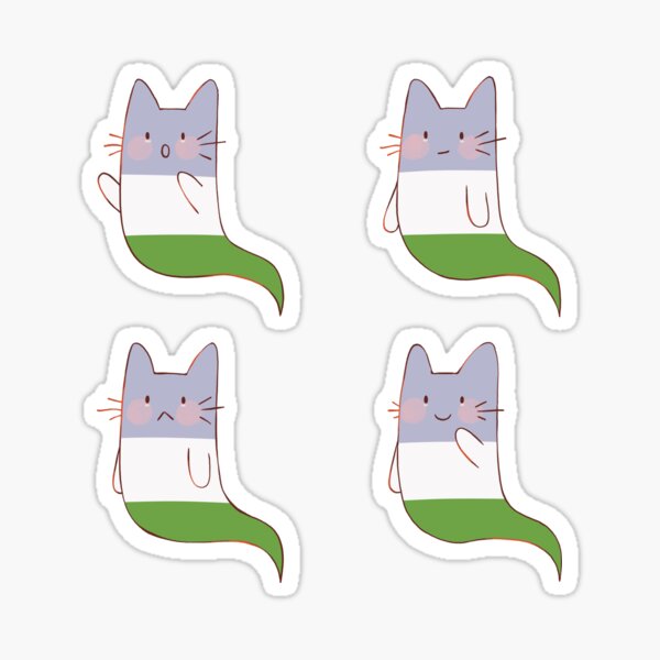 "genderqueer pride blushing ghost cats • cute ghost pack" Sticker for ...