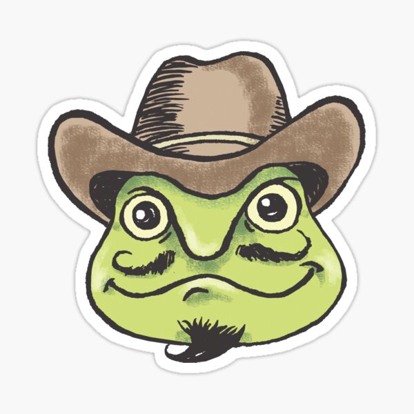 "Frog Cowboy with a Mustache" Sticker for Sale by Elison-Dad | Redbubble