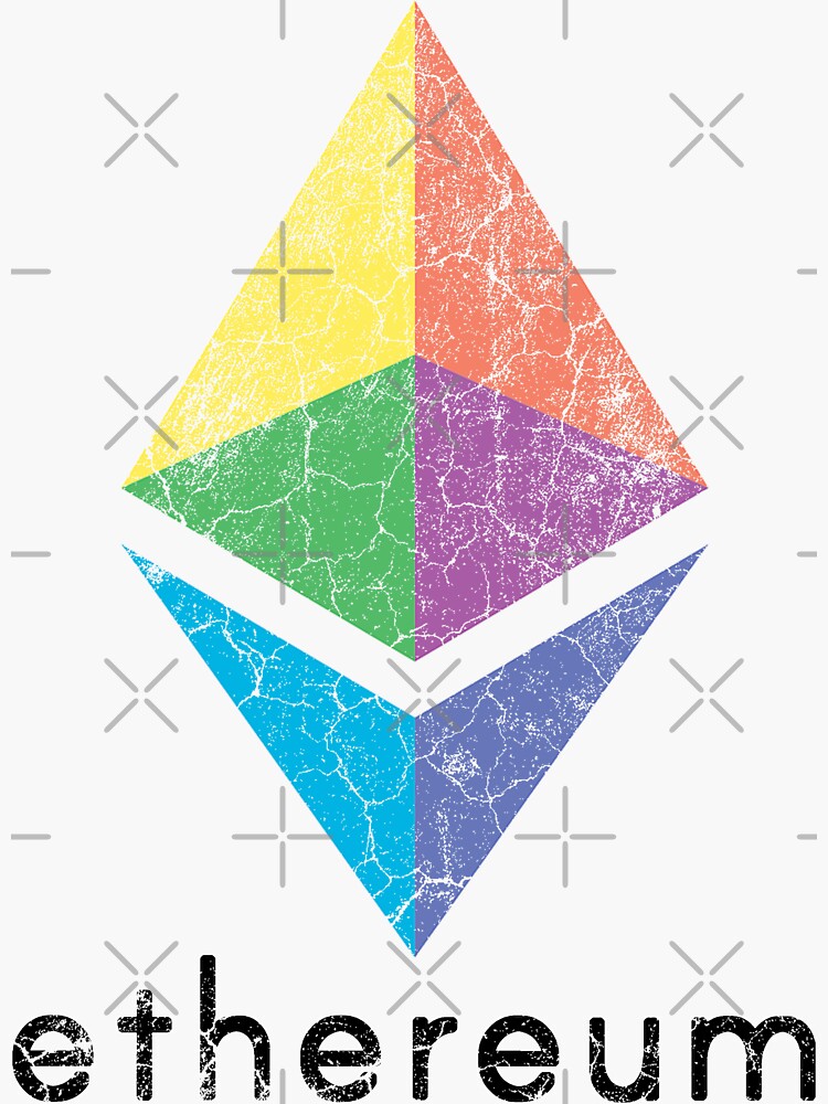 "Vintage Ethereum ETH Crypto Rainbow Logo" Sticker for Sale by odyssus ...