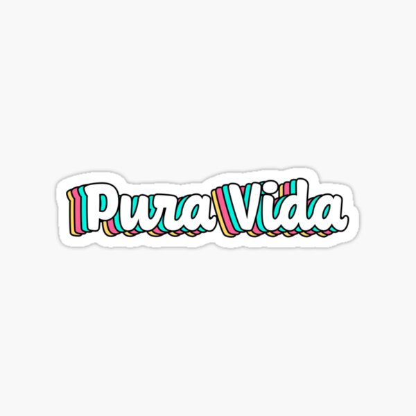 "Pura Vida Retro White Script " Sticker for Sale by AhalyaRai8 | Redbubble
