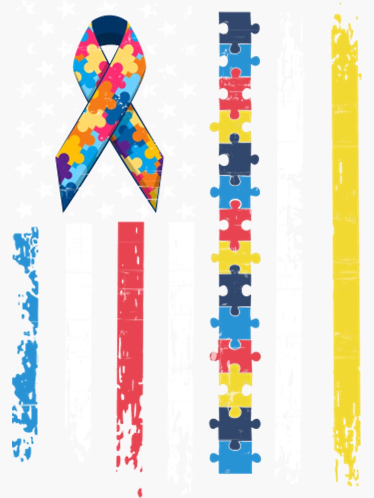 "Autism Awareness American Flag Distressed Voice For Autism Cool ...