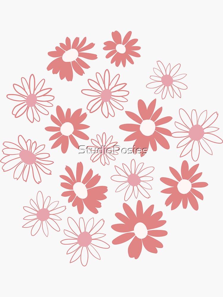 "Pink & White Daisies" Sticker for Sale by StudioPosies | Redbubble