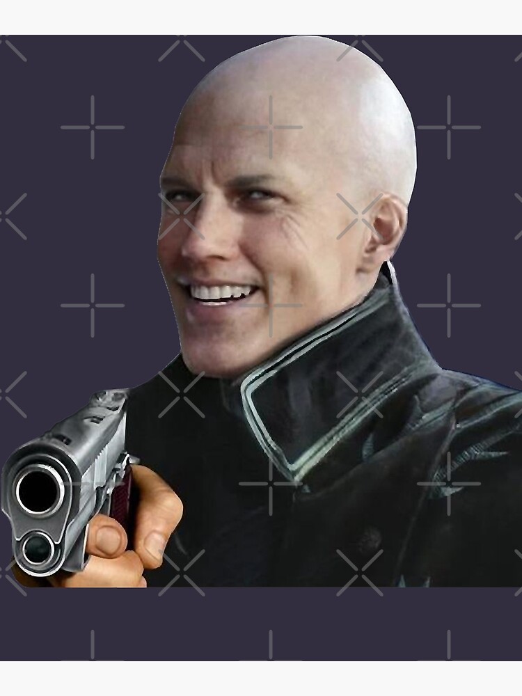 "Retro Bald Vergil pointing a gun blursed Devil" Poster for Sale by ...