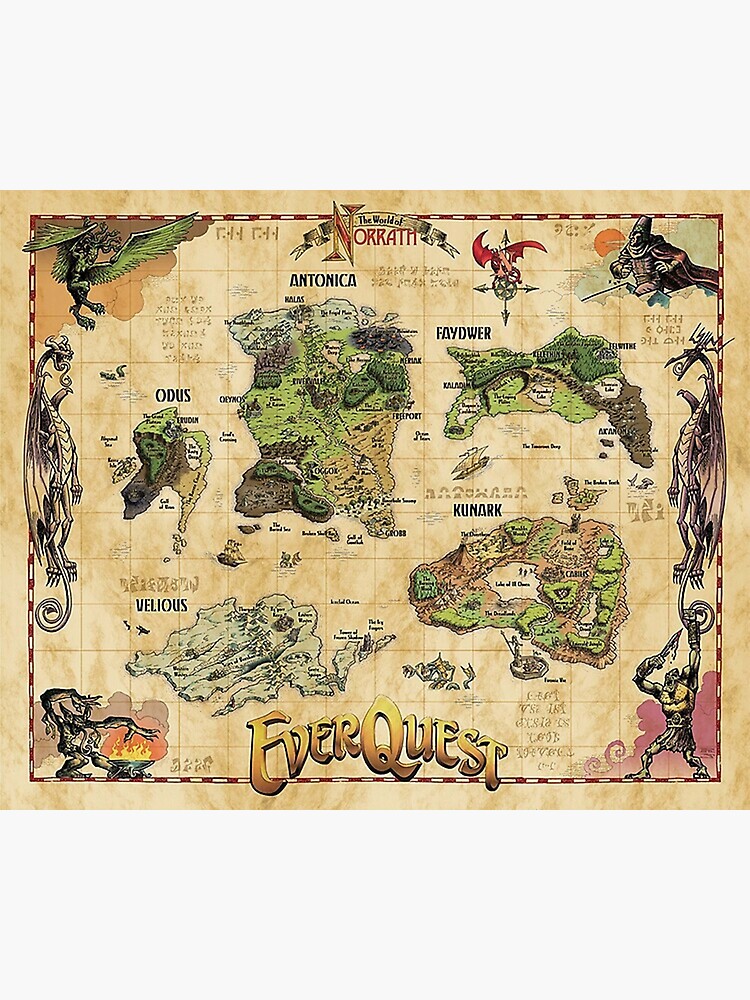 Everquest Original Map Everquest World Of Norrath Map" Mouse Pad For