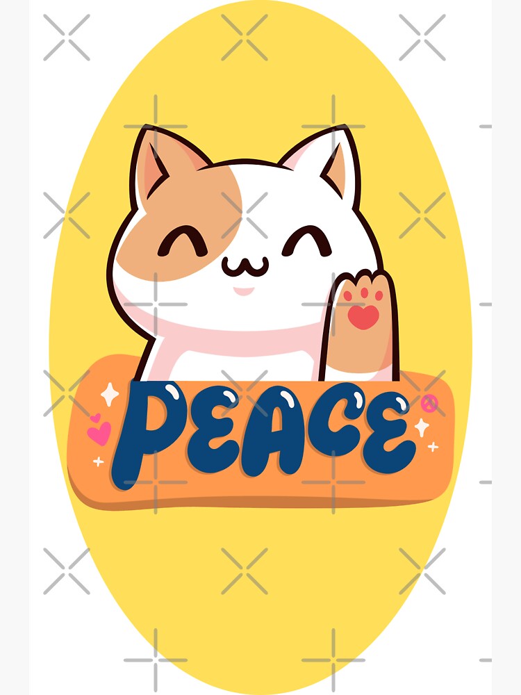 "Cute cat peace message sticker" Sticker for Sale by leydown23 | Redbubble