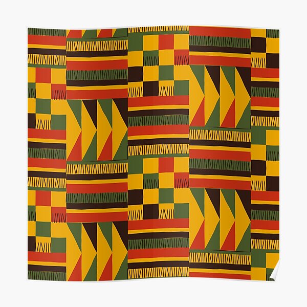 "African Fabric Wax Print Kente Ankara Ethnic Tribal Exotic" Poster for ...