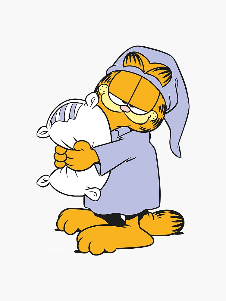 "Garfield Bed Time" Sticker for Sale by Squiggley | Redbubble
