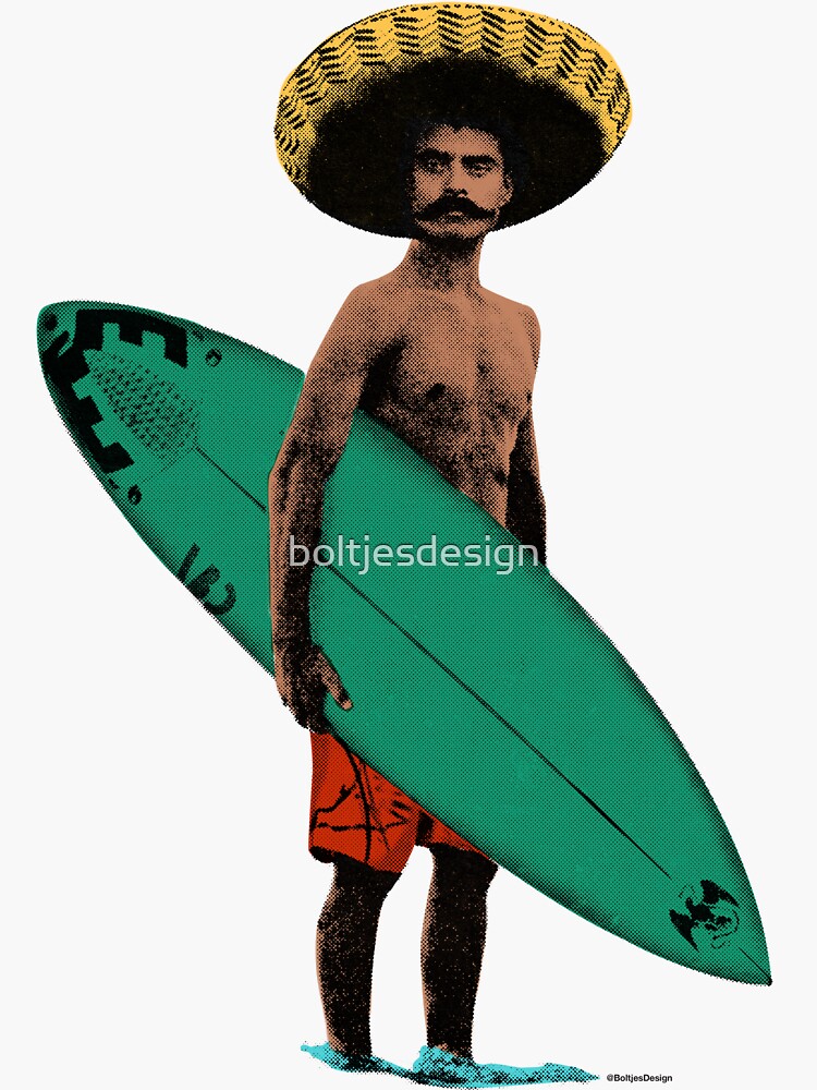 "Zapata Surfer - Colorized 1" Sticker for Sale by boltjesdesign | Redbubble