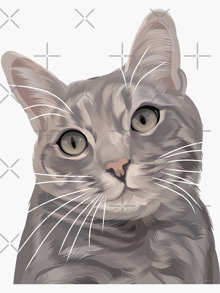 "grey cat" Sticker for Sale by extraonions | Redbubble