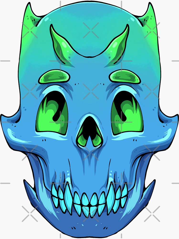 "cute smiling blue skull" Sticker for Sale by Vizuallizer | Redbubble