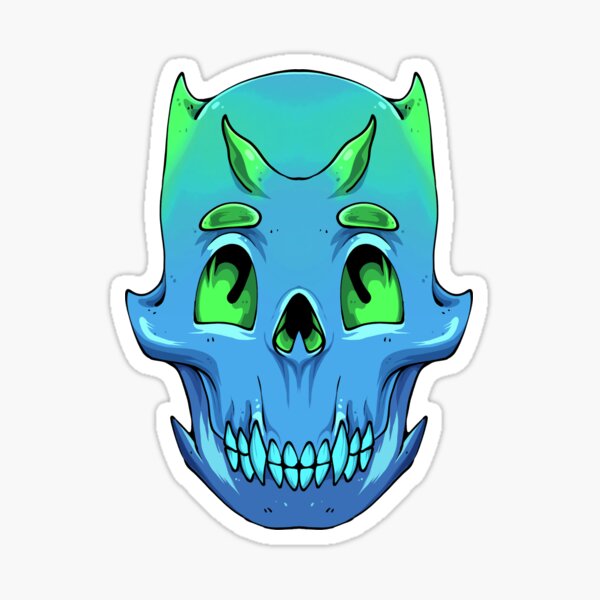 "cute smiling blue skull" Sticker for Sale by Vizuallizer | Redbubble