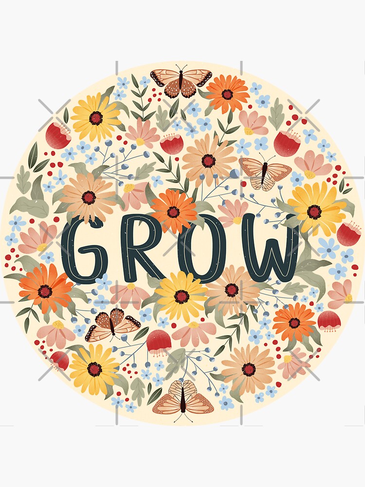 "Grow Inspiring Quote" Sticker for Sale by Ambartive | Redbubble