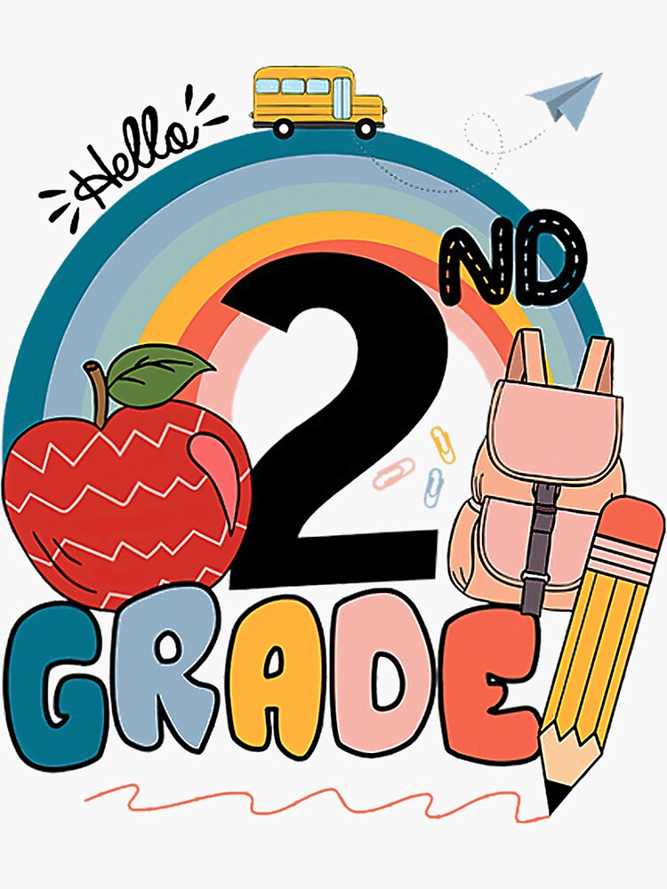 Pegatina «Regreso a la escuela Hola segundo grado Rainbowprint segundo ...