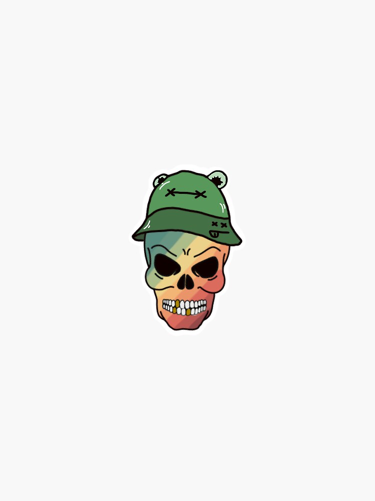 "Bucket hat skull " Sticker for Sale by CharliesArtCave | Redbubble