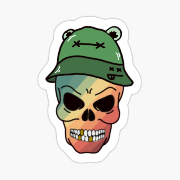 "Bucket hat skull " Sticker for Sale by CharliesArtCave | Redbubble