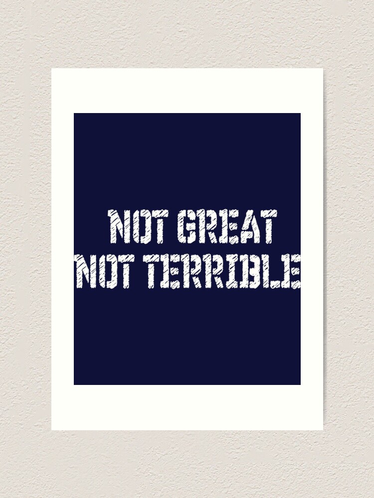 "Not great not terrible meme" Art Print for Sale by NimitaRicha | Redbubble