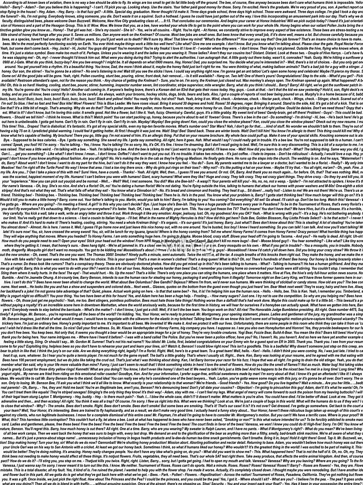 "The Entire Bee Movie Script" Essential T-Shirt for Sale by evilhag ...