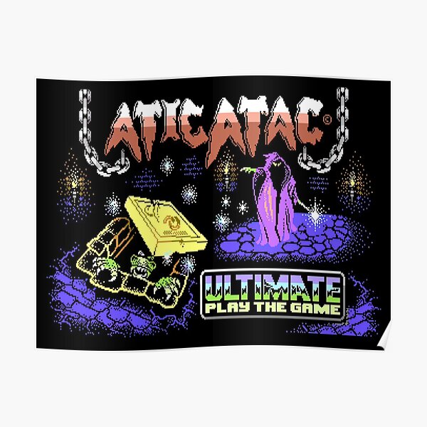 "Atic Atac 1980s Vintage 8 Bit Pixel Poster Video Computer Game Cover ...