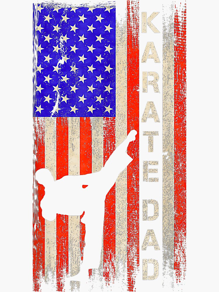 "Vintage USA American Flag Karate Dad Karateka Silhouette " Sticker for ...