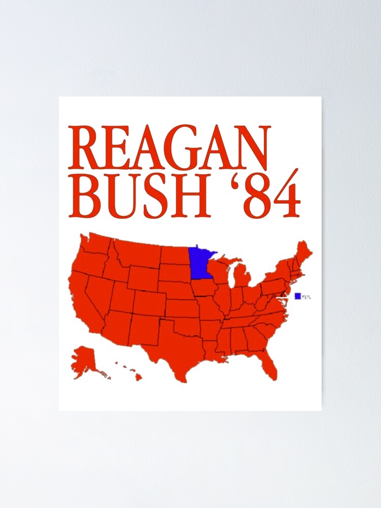 "Reagan Bush' 84 Retro Logo Red White Blue Election Map" Poster for ...