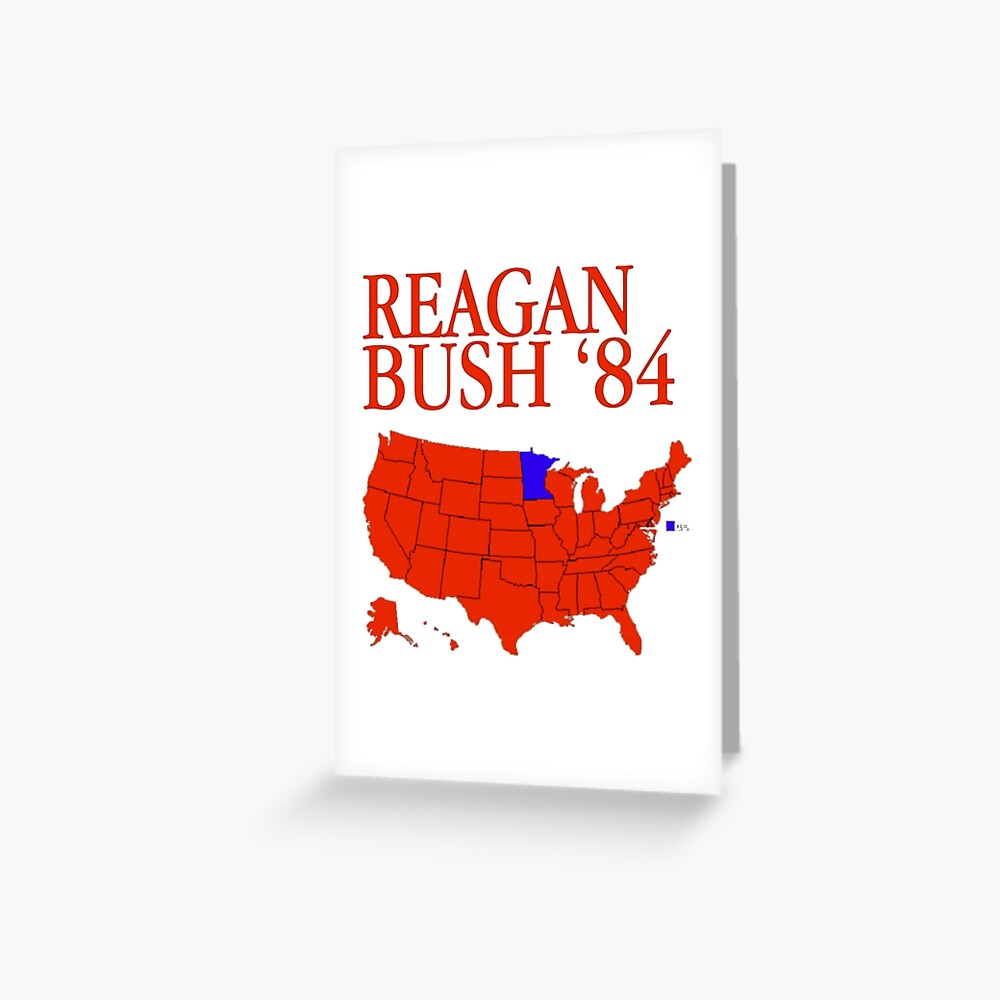 "Reagan Bush' 84 Retro Logo Red White Blue Election Map" Greeting Card ...
