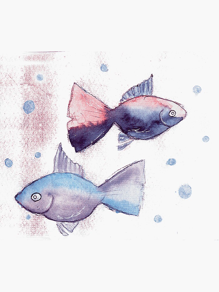 "Two Little Fish" Sticker for Sale by H-R-D | Redbubble