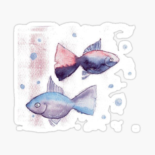 "Two Little Fish" Sticker for Sale by H-R-D | Redbubble