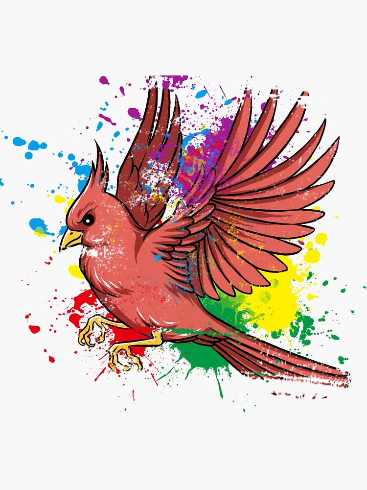 "Fying Splash Bird Northern Cardinal" Sticker for Sale by alwe-designs ...