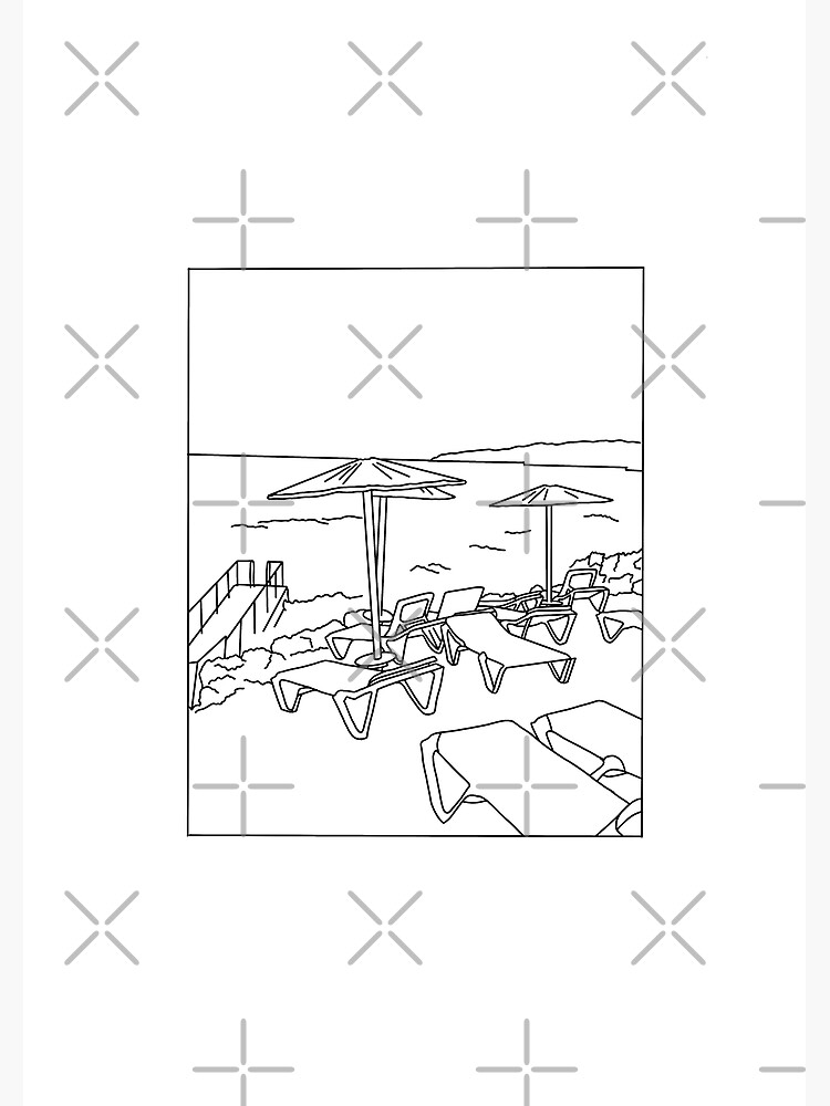 "Line drawing beach " Poster for Sale by Britneyduong246 | Redbubble