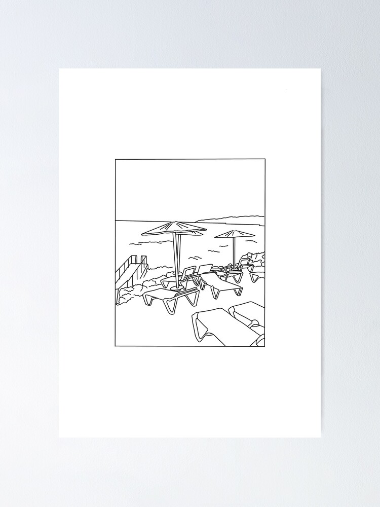 "Line drawing beach " Poster for Sale by Britneyduong246 | Redbubble