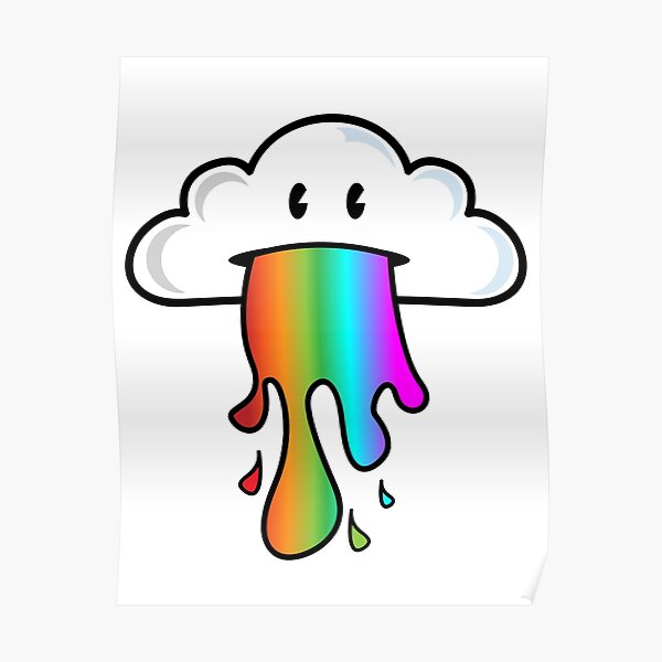 "Whimsical Kawaii Cloud Spewing A Rainbow" Poster for Sale by ...