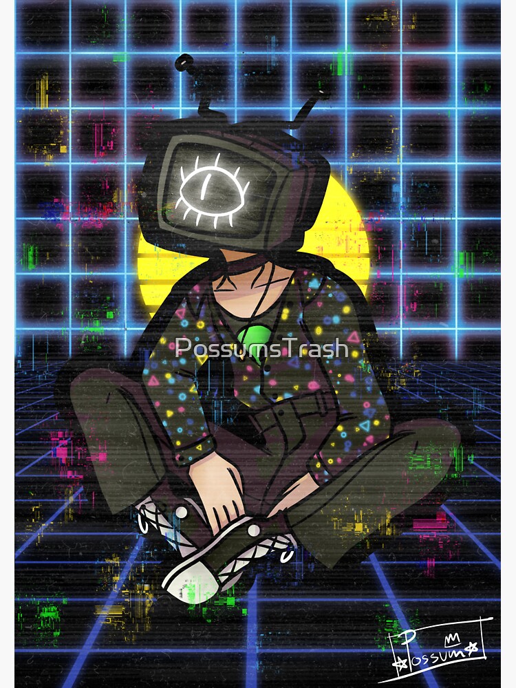 "TV head" Sticker for Sale by PossumsTrash | Redbubble