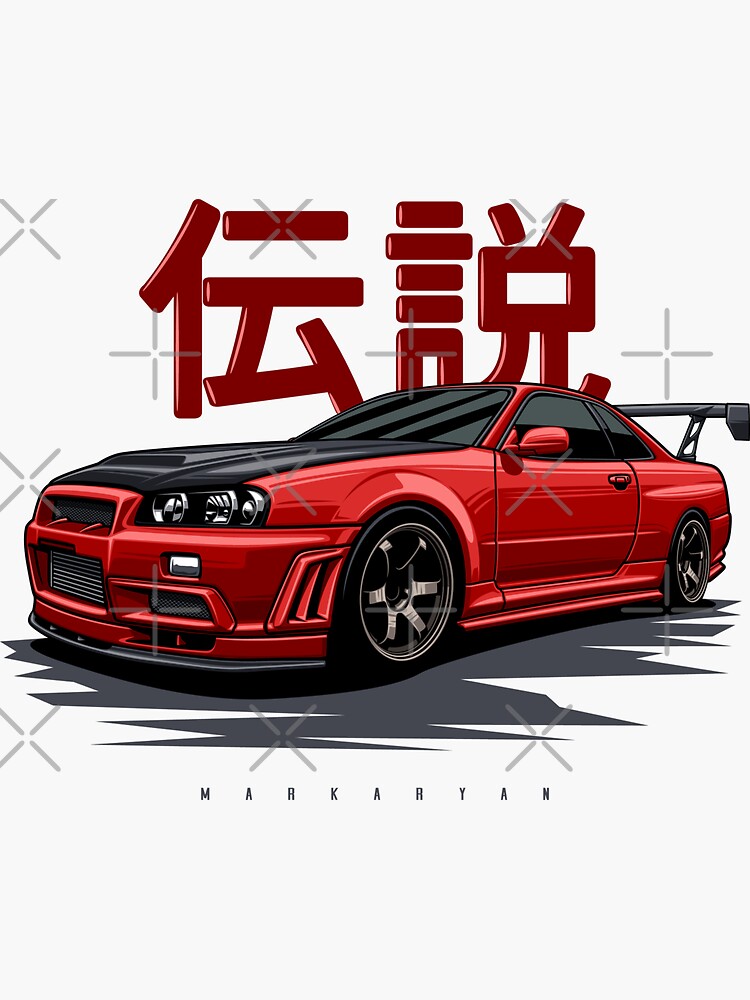 "Skyline GTR R34" Sticker for Sale by OlegMarkaryan | Redbubble