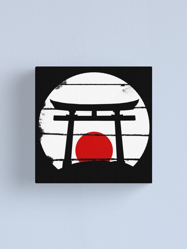 "Cool Japanese Torii Gate on a Hill With a Red Sunset Sun and White ...
